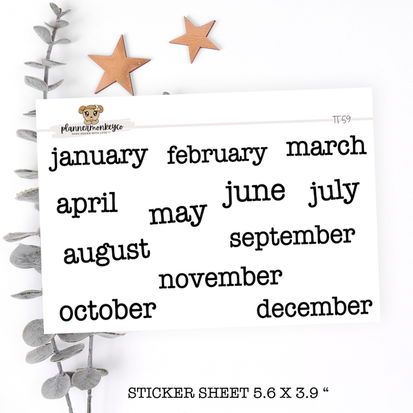 PMC | Monthly Script Typewriter Font BIG (TRANSPARENT) – Stickers and ...